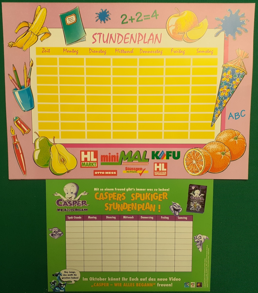 Werbung: Stundenpläne